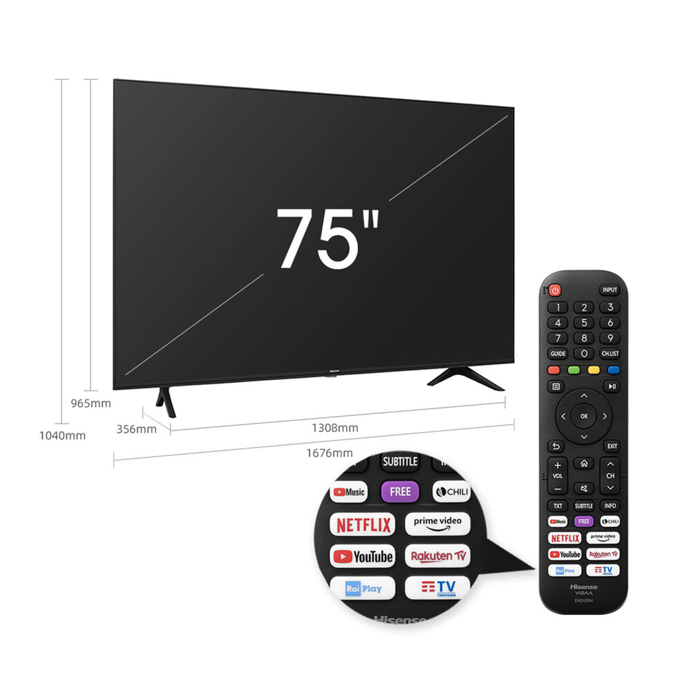 HISENSE 75A7100F TV LED, 75 pollici, UHD 4K, No Ricondizionato ...